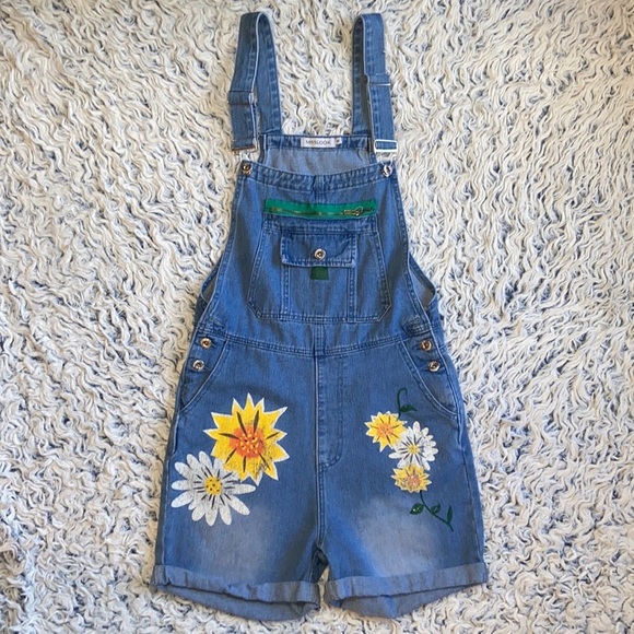 Mislook | Pants & Jumpsuits | Mislook Bib Overall Denim Shorts Floral ...